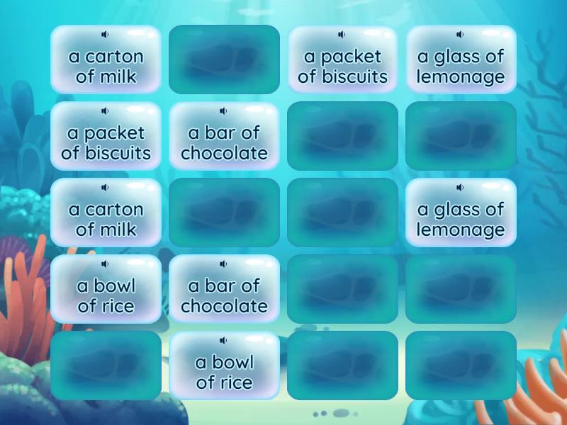 Food quantifier and container 2 - Matching pairs