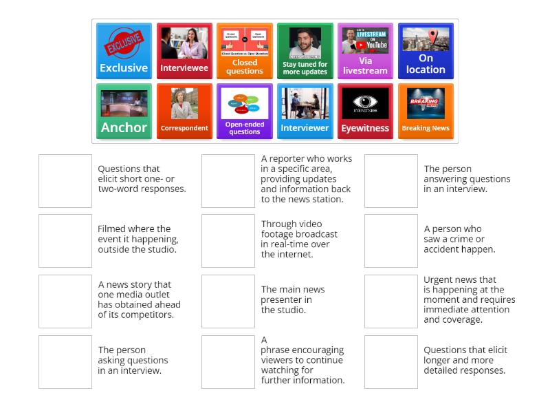 News report vocabulary - Match up
