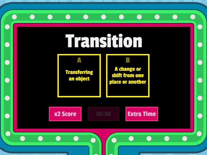 Transition vocabulary - Gameshow quiz