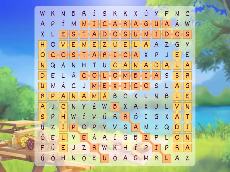 PAISES DE AMERICA - Sopa de letras