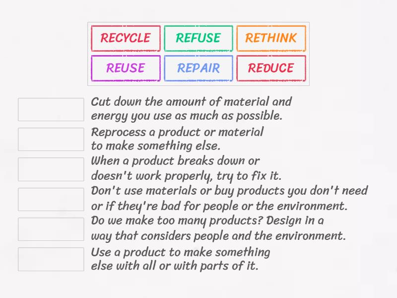 6 Rs Definitions - Match up