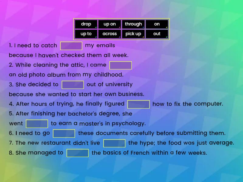 Life Vision B2, Unit 1.3, sentences - Complete the sentence