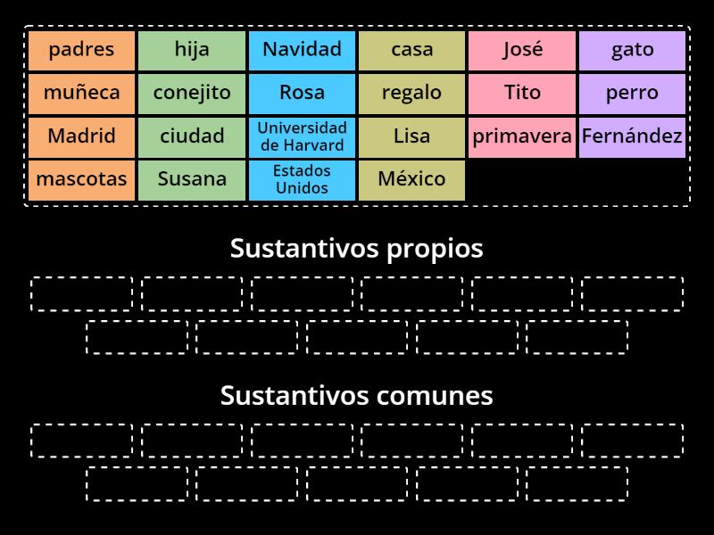 Clasificar sustantivos propios y comunes - Posortuj