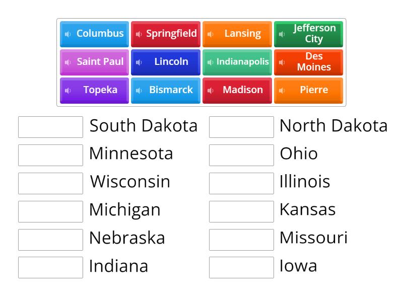 Midwest States & Capitals - Match up