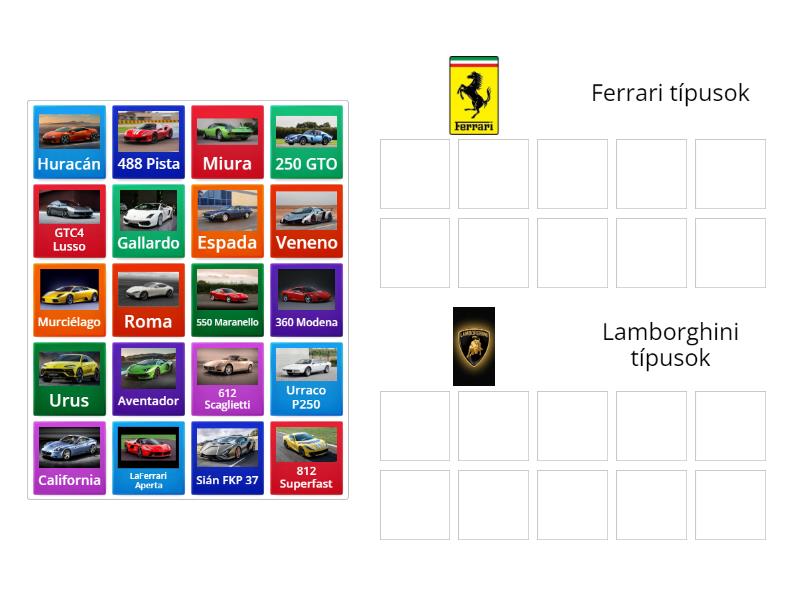 Lamborghini vagy Ferrari? - Group sort