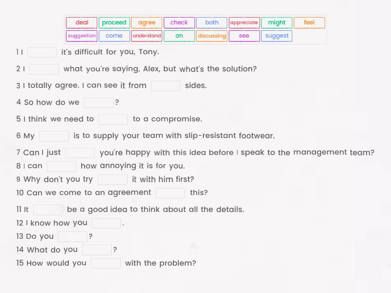 Resolving a conflict - Functional language BusPar B1 - Complete the ...
