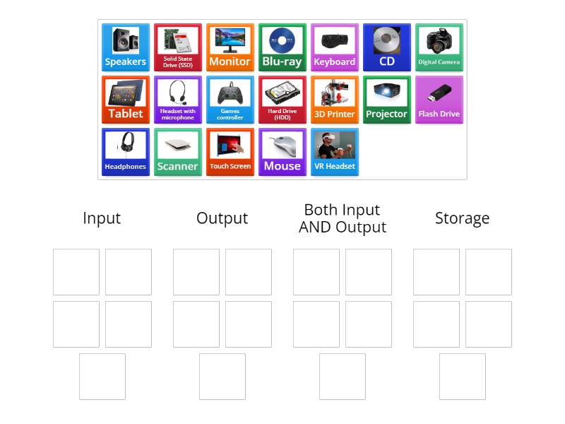 Input, Output and Storage devices - Group sort