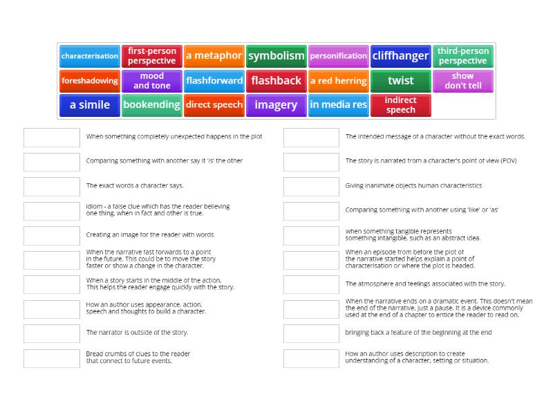 Narrative structure devices - Match up