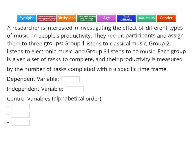 Identifying Variables - Complete the sentence