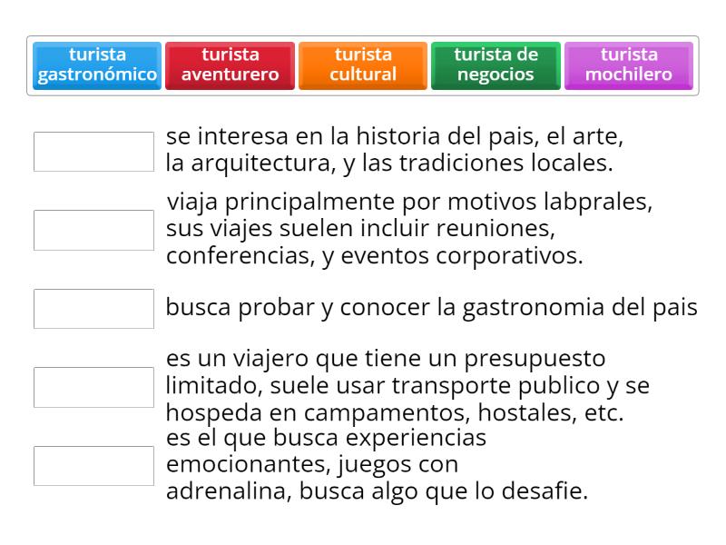 tipos de turista - Match up