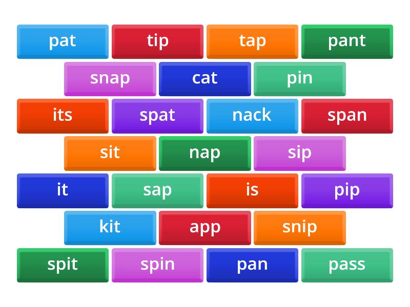 Jolly Phonics Group 1 words - Flip tiles