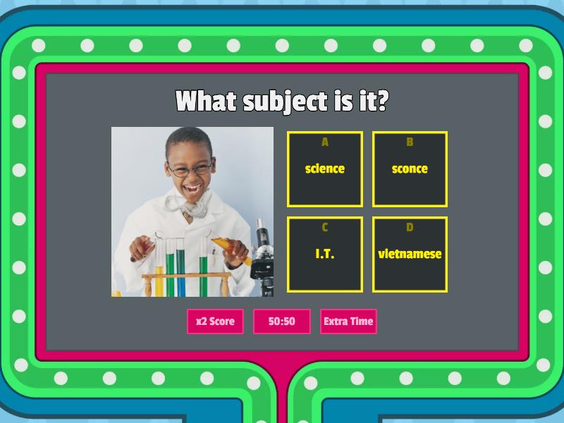 School subjects - Gameshow quiz