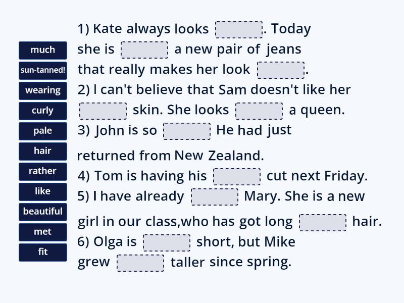 7 form Appearance - Complete the sentence