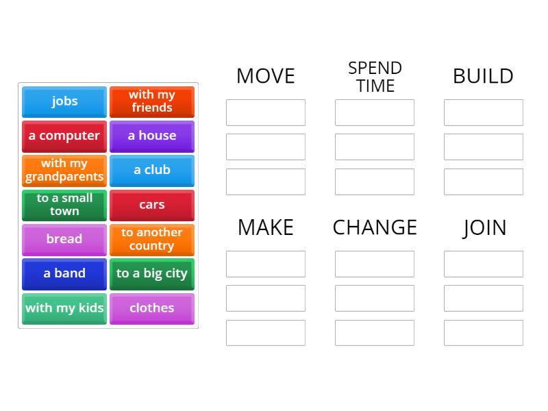 Roadmap A1. Unit 10A. collocations revision p 145 - Group sort
