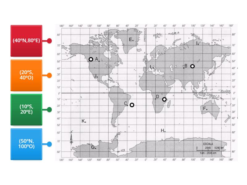 COORDENADAS EN UN MAPA - Imagem com legenda