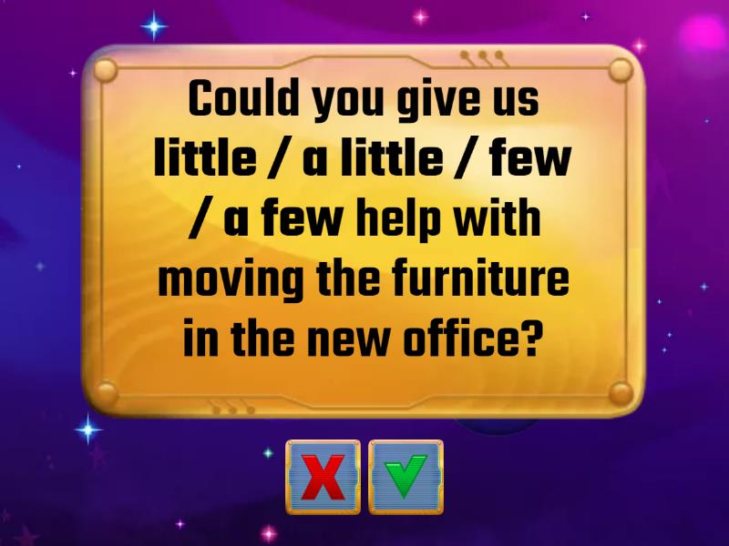 Quantifiers. BE B1. Little / a little / few / a few - Tarjetas flash