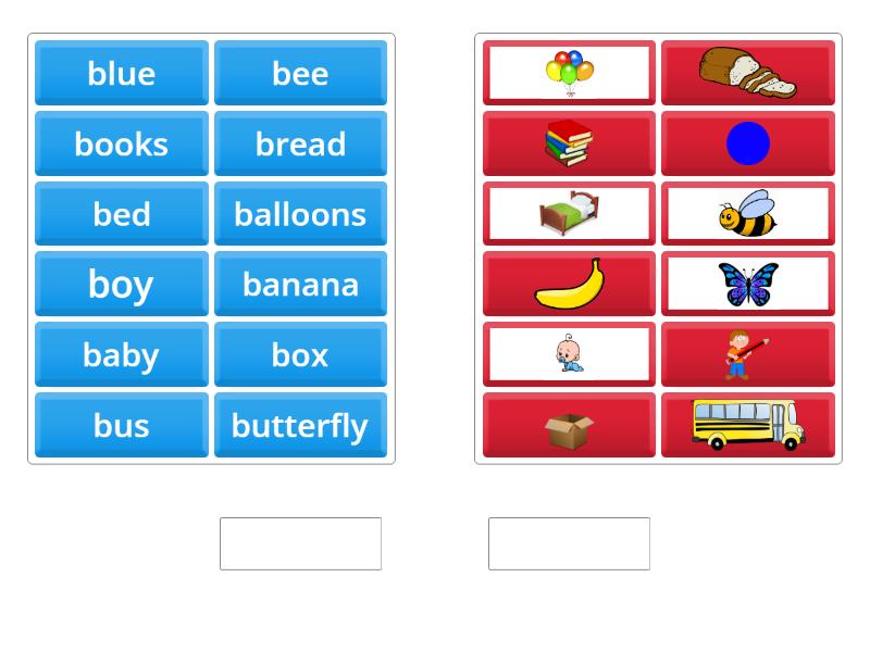 Letter B - Word and picture matching - Make sets