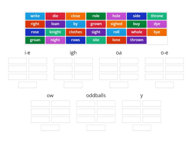 Sort 48-1 Short and Long -I Homophones - Group sort