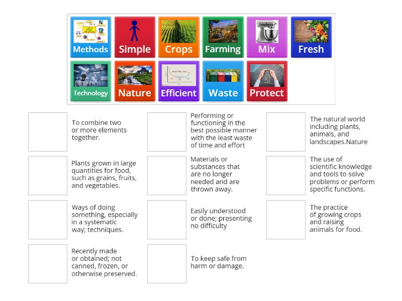 Farming article Vocabulary - Match up