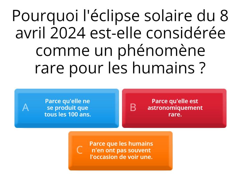 Tout savoir sur l'éclipse solaire totale du 8 avril 2024 - Quiz