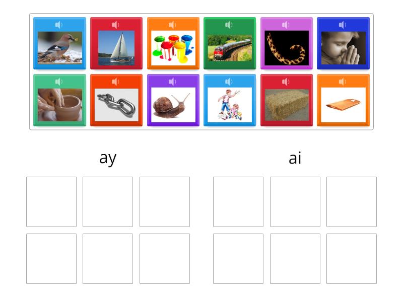 Phonics phase 5 ai ay (audio supported) - Group sort