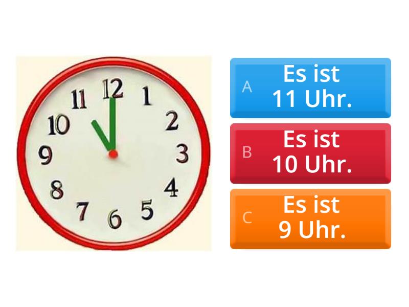 Uhrzeit (Viertelstunden) - Quiz