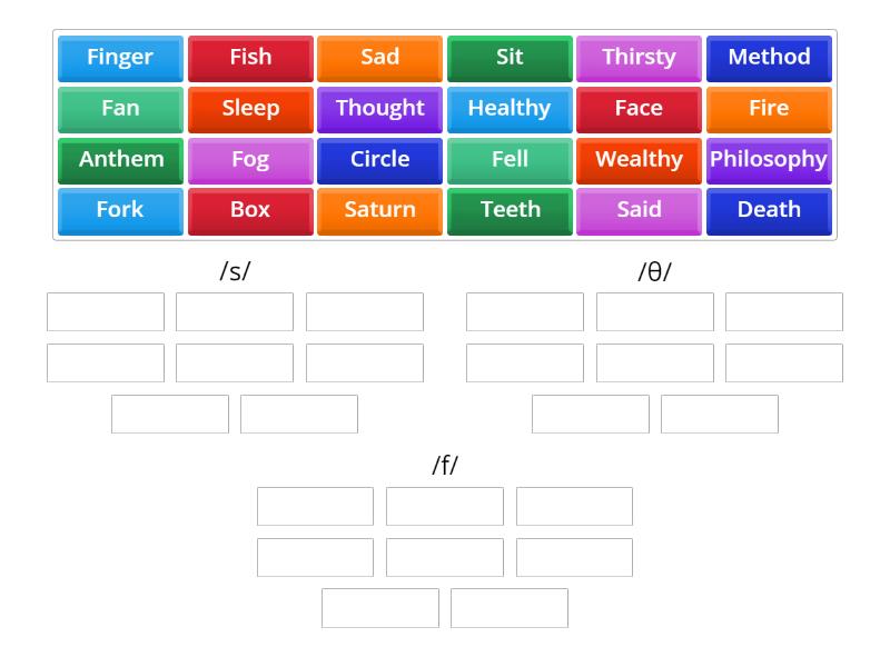 Fricative consonant sounds - Group sort