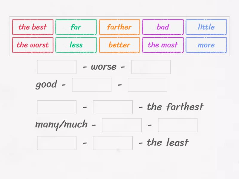Degrees of comparison - exceptions! - Complete the sentence
