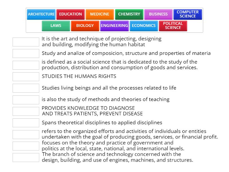 COLLEGE SUBJECTS - Une las parejas