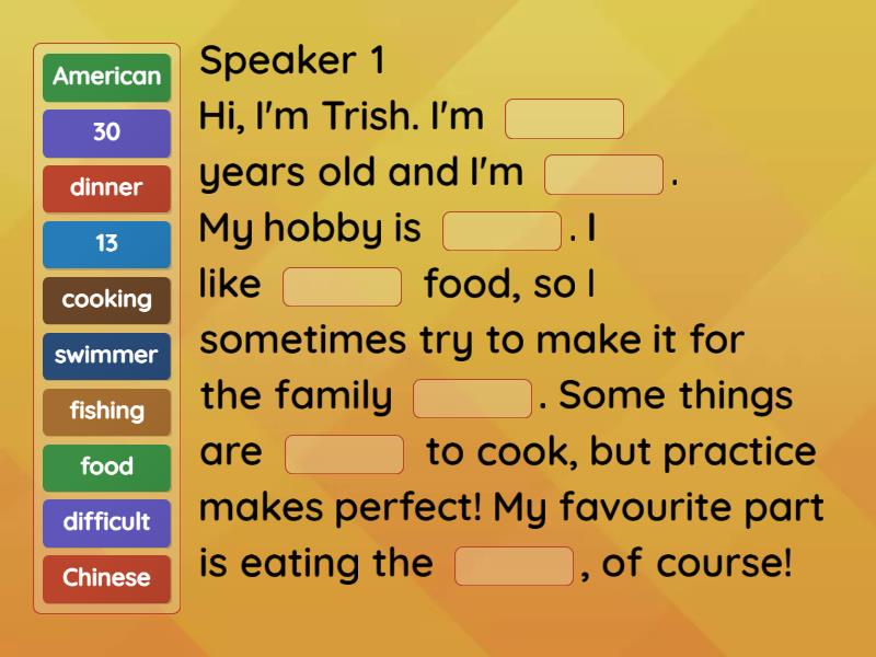 Listening - Talking about hobbies - Complete the sentence