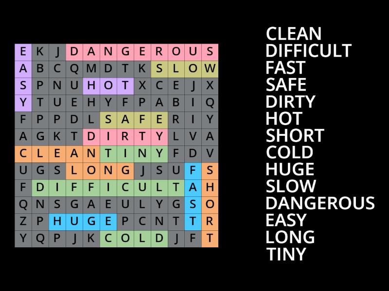 Journey adjectives - 2nd Adol Senior - Wordsearch