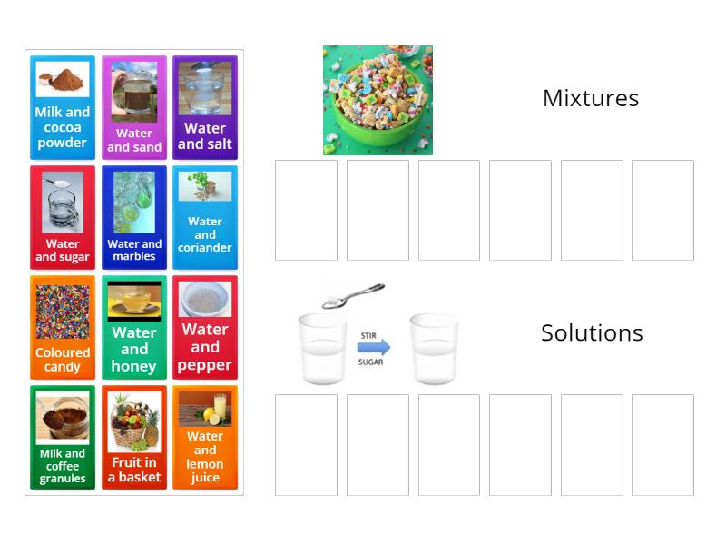 Mixtures and Solutions - Group sort