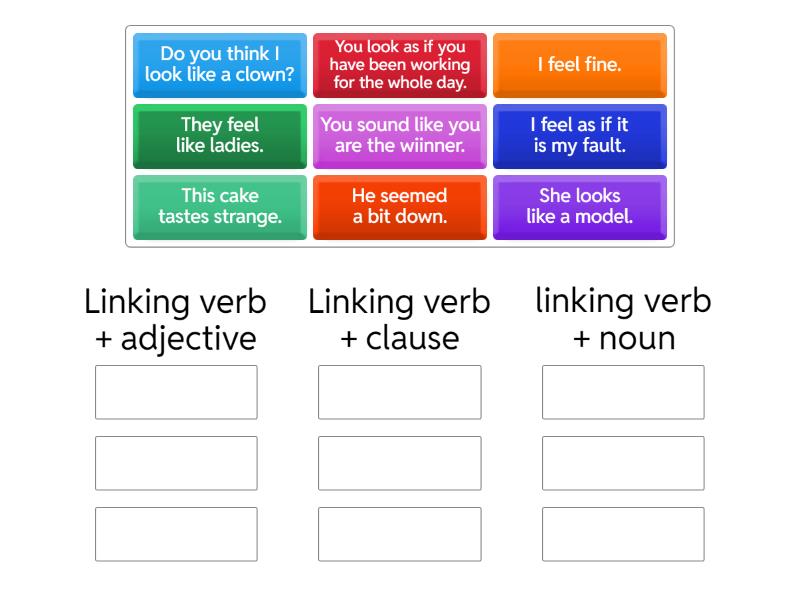 Linking verbs. B1 - Group sort