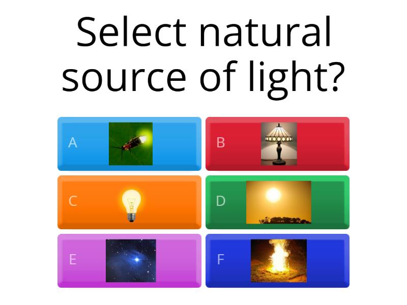 Natural and Artificial sources of light - Quiz