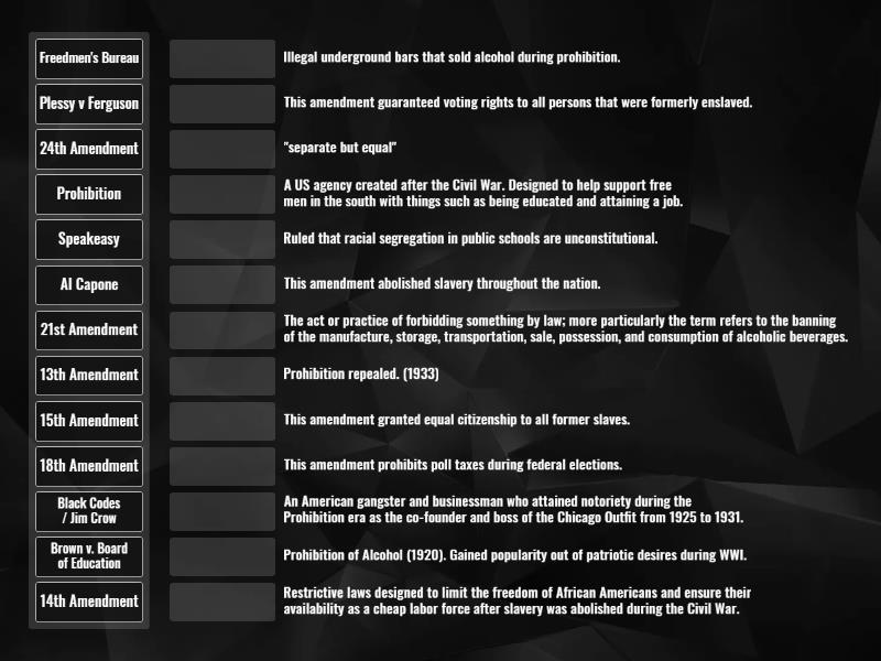 Civil Rights Amendment RECAP - Match up