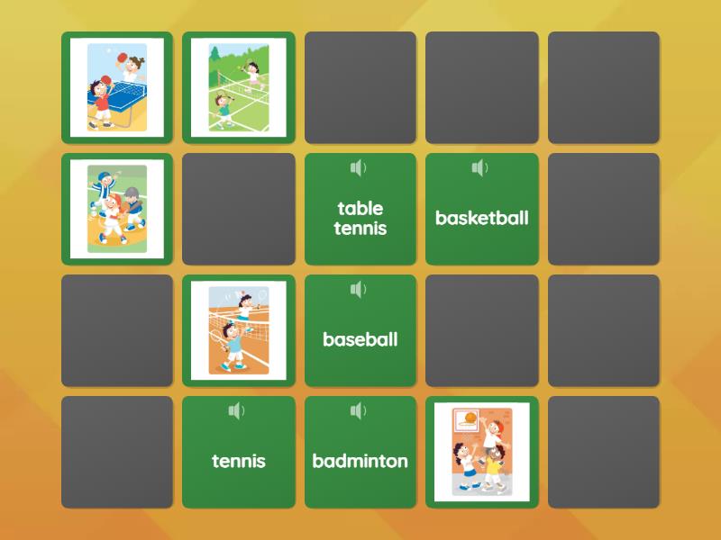 Unit 8 Sports Flashcards Pairs - Matching pairs
