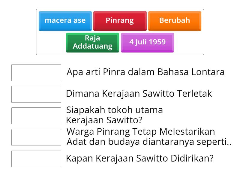 Soal Kerajaan Sawitto - Une las parejas