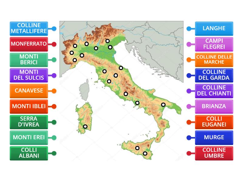 Le colline in Italia - Labelled diagram