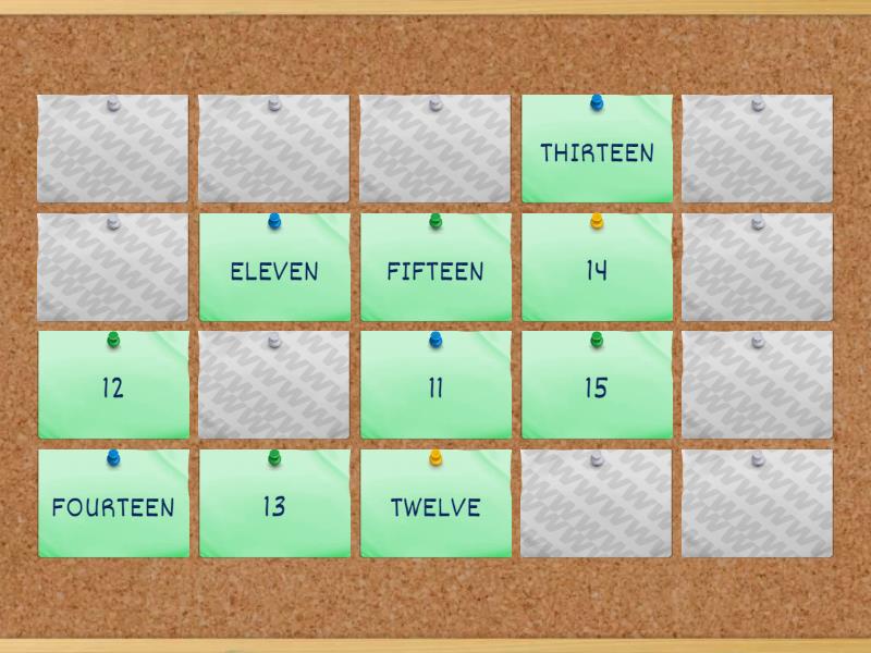 Numbers game 11-20 - Matching pairs