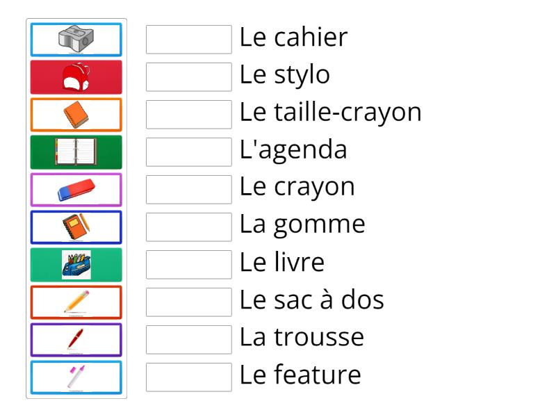 Les objets des élèves - Match up