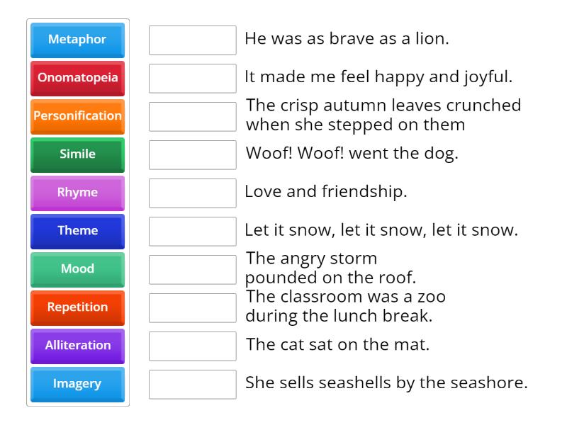 Elements of Poetry - Match up