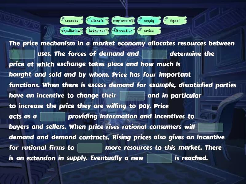 1.3 Price mechanism - Complete the sentence