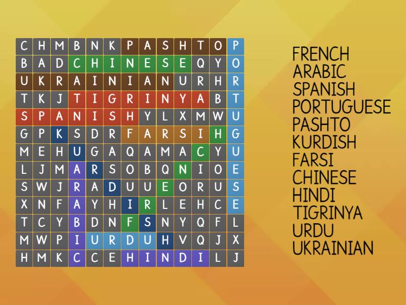 Languages [1] - Wordsearch