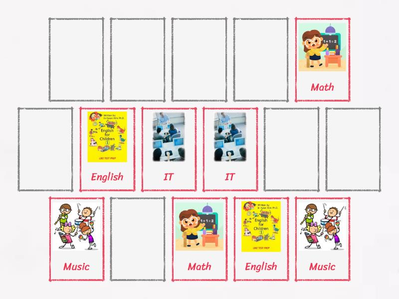 School subjects - Matching pairs