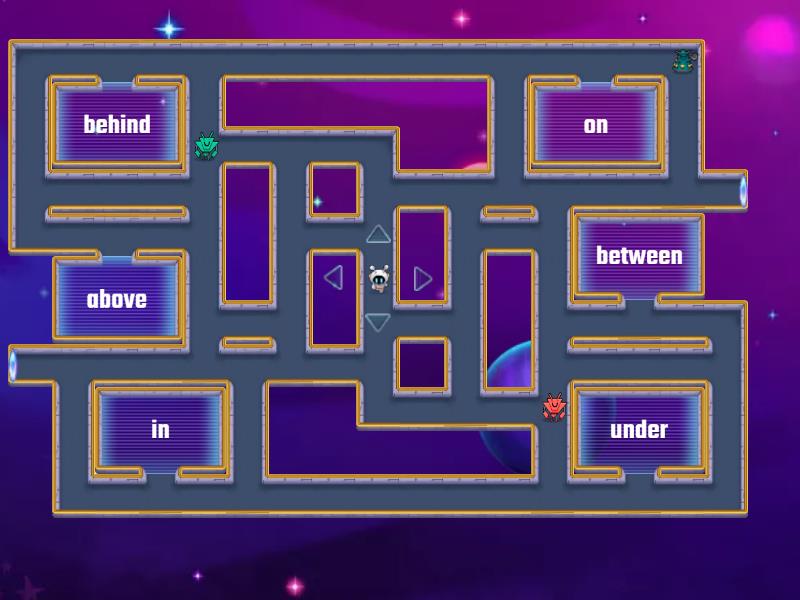 Maze chaze Prepositions of place - Persecución en el laberinto