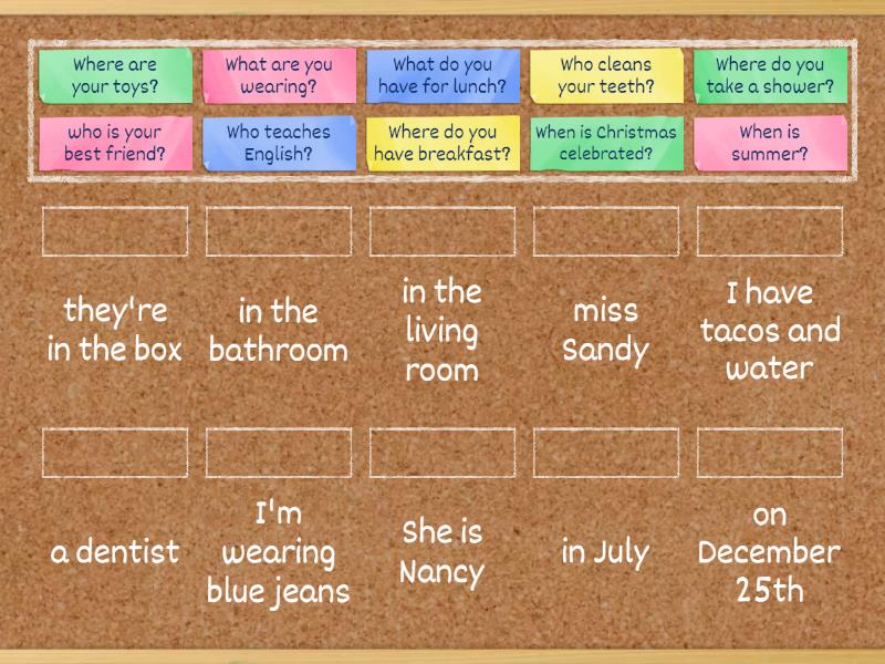 WH questions and answers San - Match up