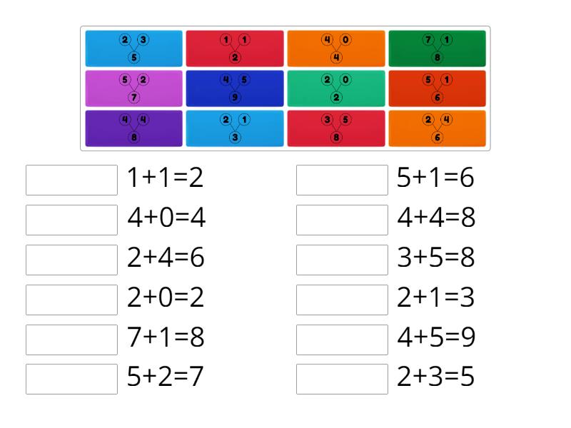 Number Bond and Number Sentence Matching: Addition - Une las parejas