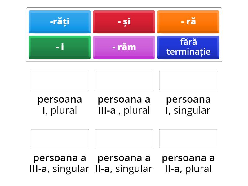 Timpul perfect simplu. Asociere persoană - număr - terminație - Match up