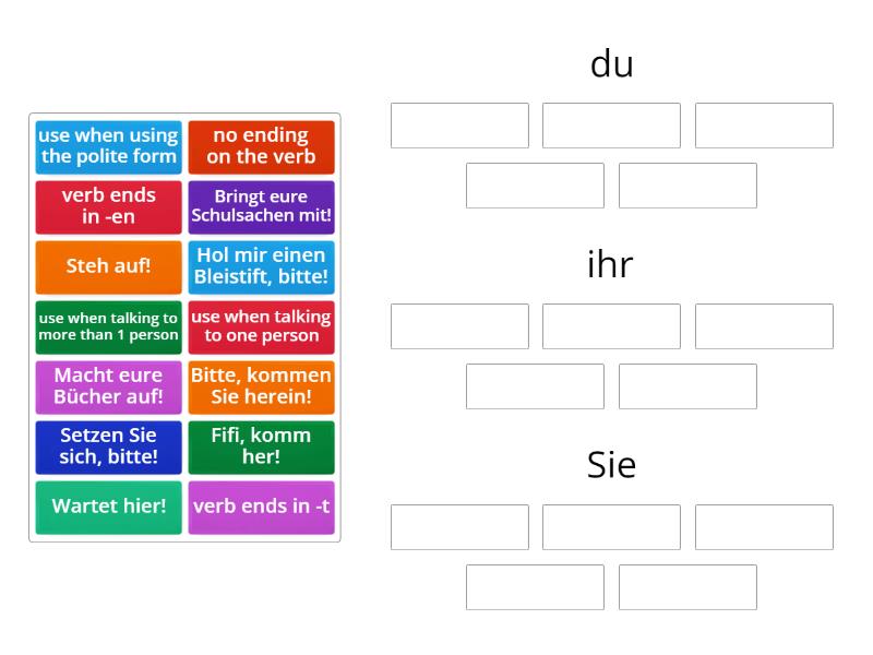 Commands: du, ihr or Sie? - Group sort