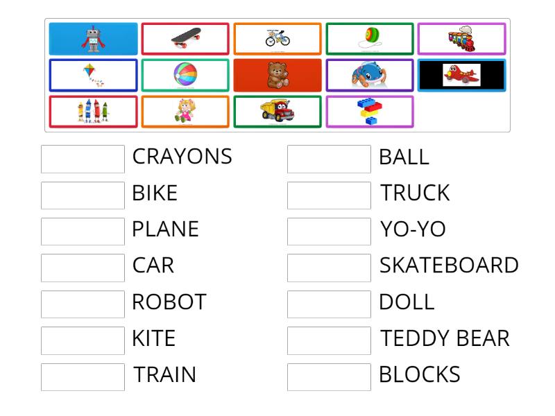 1st Grade - Toys & Names - Match up